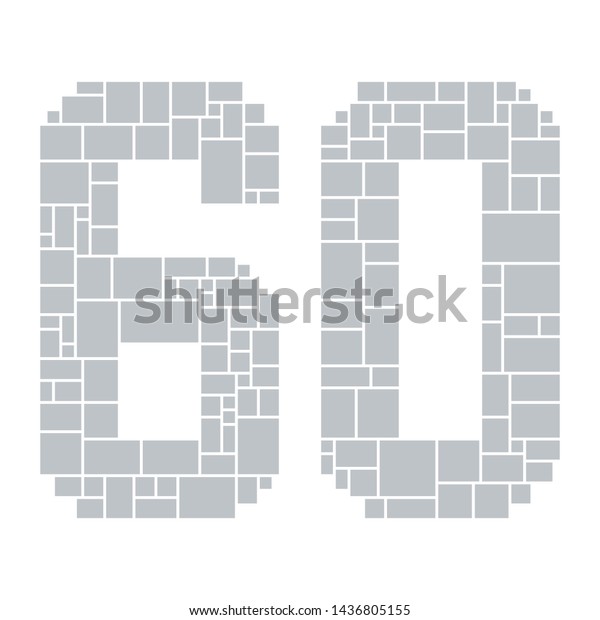 60th Birthday Anniversary Numbers Vector Mood Stock Vector (Royalty ...