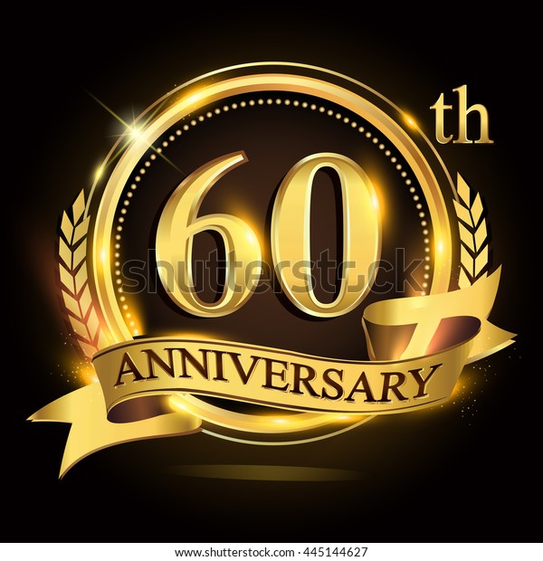 60th Golden Anniversary Logo Ring Ribbon Stock Vector (Royalty Free ...