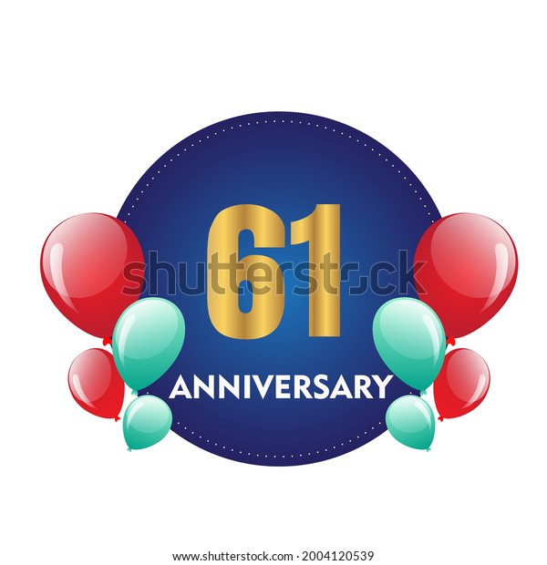 61 Year Anniversary Celebration Vector Design Stock Vector (Royalty ...
