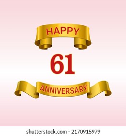 61 Years Anniversary Logo Template Red Stock Vector (Royalty Free ...