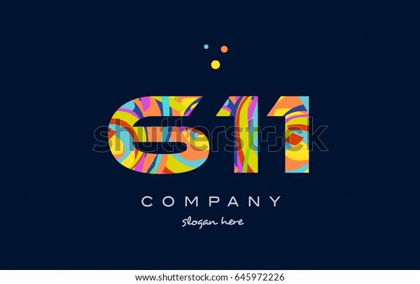 611 Number Digit Numeral Logo Colored Stock Vector (Royalty Free) 645972226