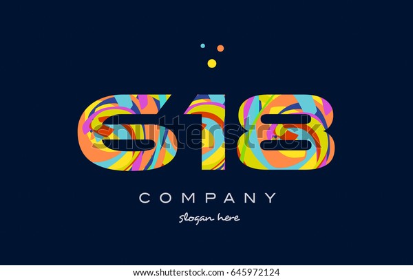 618 Number Digit Numeral Logo Colored Stock Vector (Royalty Free ...
