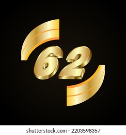 62 Golden Numbers Vector 3d Realistic Stock Vector (Royalty Free ...