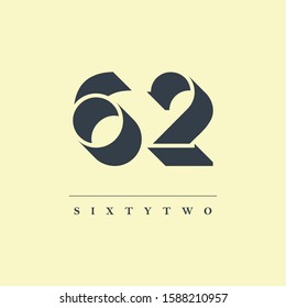 62 Number Shadow Letter Design Logo Stock Vector (Royalty Free ...