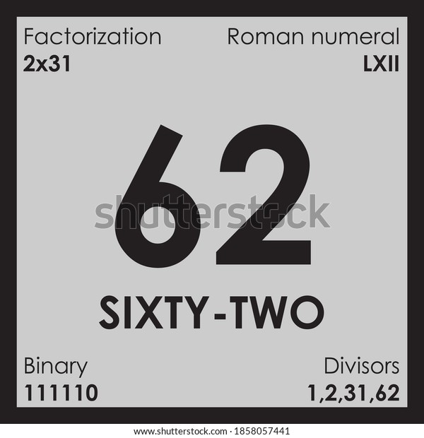 62 Sixtytwo Number Digit Details Unit Stock Vector (Royalty Free ...