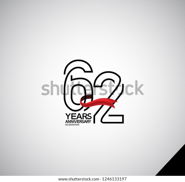 62 Years Anniversary Simple Design Red: เวกเตอร์สต็อก (ปลอดค่าลิขสิทธิ์ ...