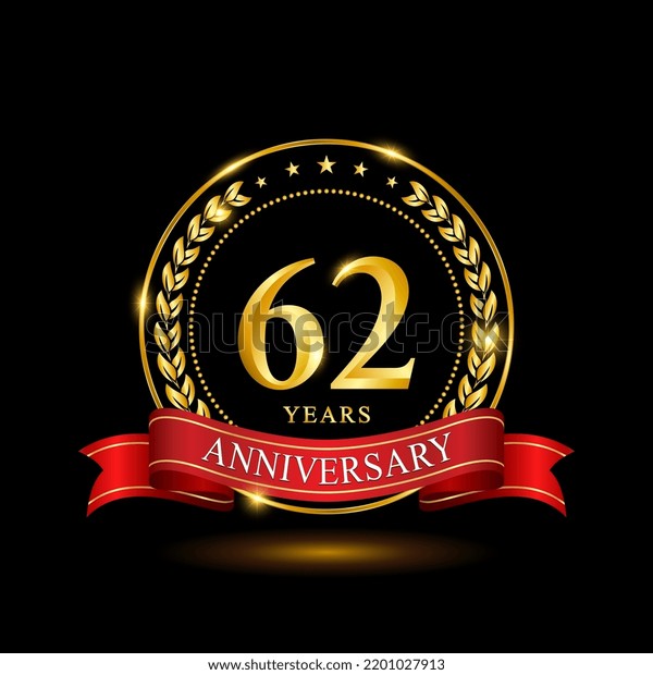 62 Years Anniversary Template Design Shiny Stock Vector (Royalty Free ...