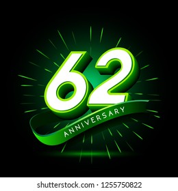 62nd Anniversary Neon Text Vector Design Stock Vector (Royalty Free ...
