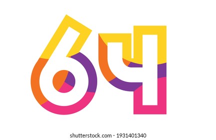 64 Colorful Fun Modern Flat Number Stock Vector (Royalty Free ...
