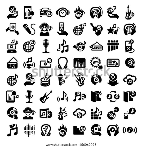 64 Elegant Vector Music Icon Set Stock Vector (Royalty Free) 156062096 ...