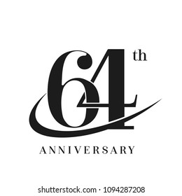 64th Anniversary Celebration Simple Monogram Design Stock Vector ...