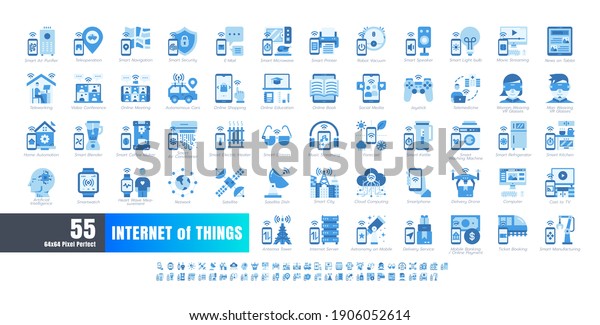 64x64 Pixel Perfect Internet Things Iot 库存矢量图（免版税）1906052614 | Shutterstock