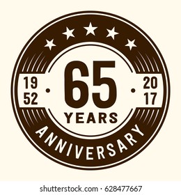 65 Years Anniversary Logo Template Vector: vector de stock (libre de ...