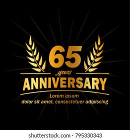 65 Years Anniversary Logo Vector Illustration Stock Vector (Royalty ...
