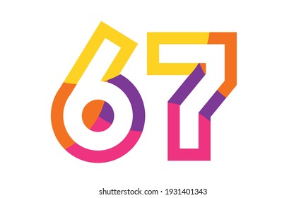 67 Colorful Fun Modern Flat Number Stock Vector (Royalty Free ...