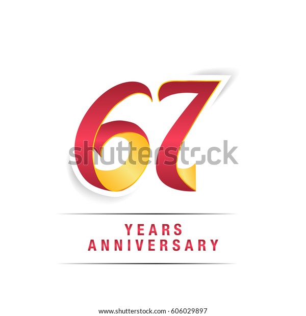 67 Years Red Yellow Anniversary Logo : image vectorielle de stock ...