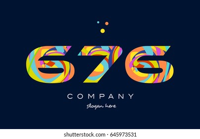 676 Number Digit Numeral Logo Colored Stock Vector (Royalty Free ...