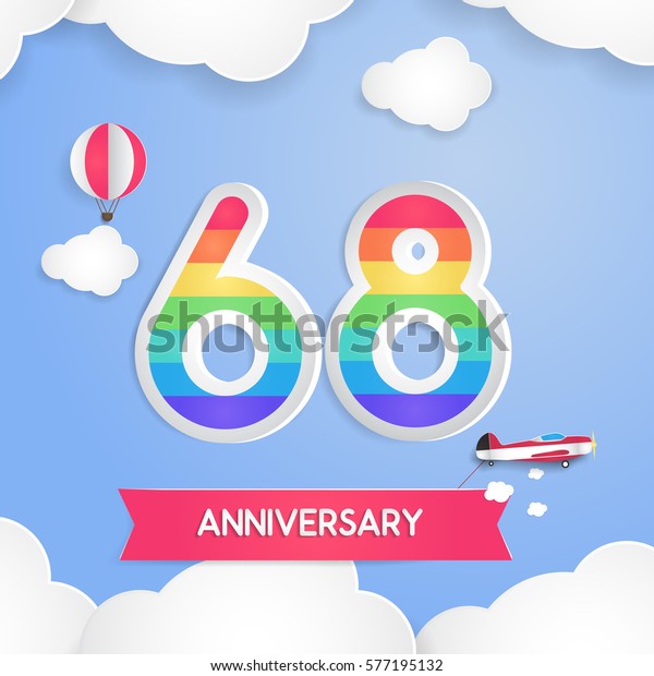 68 Anniversary Celebration Logo Rainbow Colored Stock Vector (Royalty ...