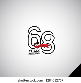 68 Years Anniversary Simple Design Red Stock Vector (Royalty Free ...