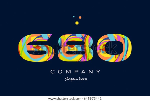680 Number Digit Numeral Logo Colored Stock Vector (Royalty Free ...