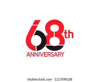 68th Anniversary Red Black Design Simple Stock Vector (Royalty Free ...
