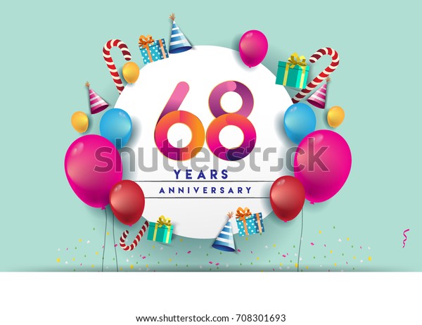 68th Years Anniversary Celebration Design Balloons Stock Vector ...