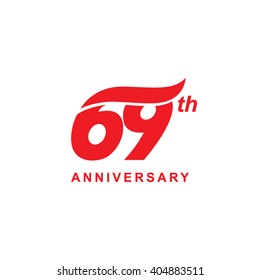 69 Anniversary Wave Logo Red Stock Vector (Royalty Free) 404883511 ...