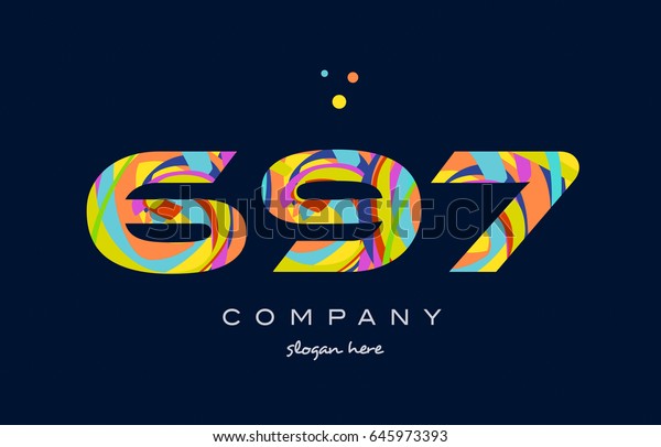 697 Number Digit Numeral Logo Colored Stock Vector (Royalty Free) 645973393