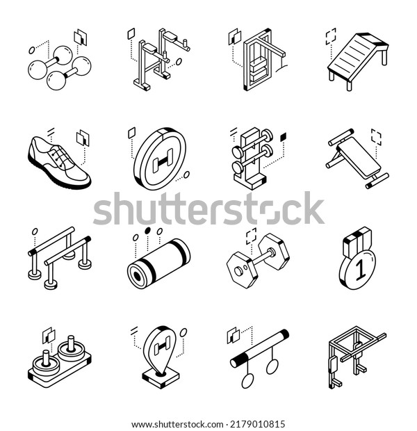 6pack Workout Line Icons Stock Vector (Royalty Free) 2179010815 ...