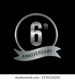 6th Anniversary Logo Silver Color Celebration Stock Vector (Royalty ...