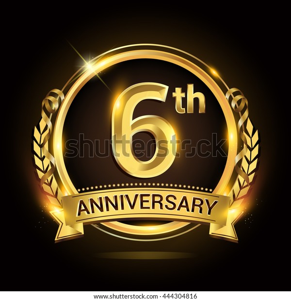6th Golden Anniversary Logo 6 Years Stock Vector (Royalty Free) 444304816