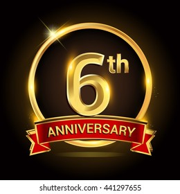 6th Golden Anniversary Logo Ring Red Stock Vector (Royalty Free ...