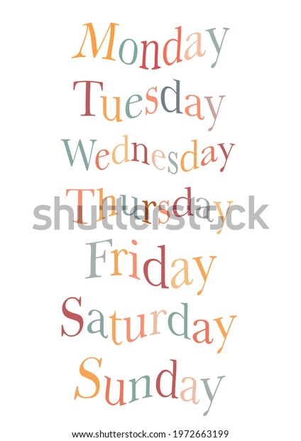 7 Days Week Font Stock Vector (Royalty Free) 1972663199 | Shutterstock