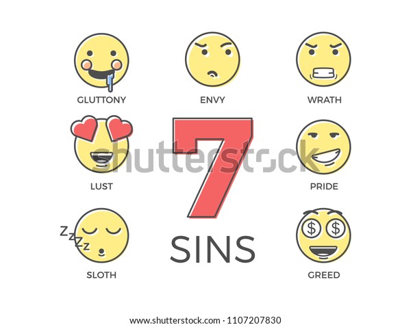 7 Deadly Sins Represented By Seven 스톡 벡터(로열티 프리) 1107207830 | Shutterstock