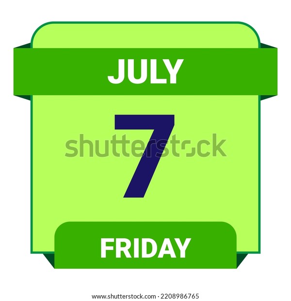 7 July Friday Date Template Useful Stock Vector (Royalty Free ...