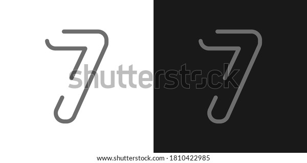 7 Number Line Design Font Contrast Stock Vector (Royalty Free ...