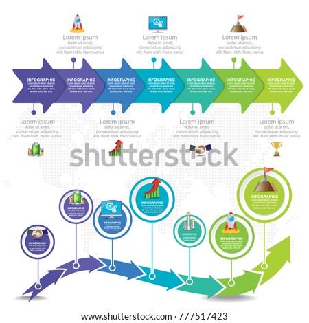 7 Parts Infographic Flow Chart Marketing Stock Vector (Royalty Free ...