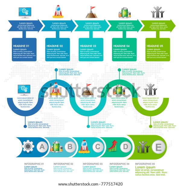 7 Parts Infographic Flow Chart Marketing Stock Vector (Royalty Free ...
