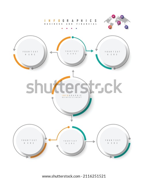 7 Step Connection Circle Chart Timeline: เวกเตอร์สต็อก (ปลอดค่า ...