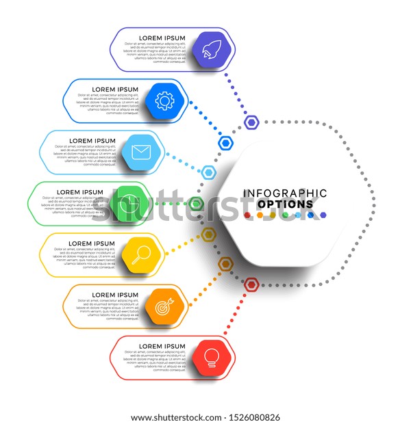 7 Steps Infographic Template Realistic Hexagonal Stock Vector (Royalty ...