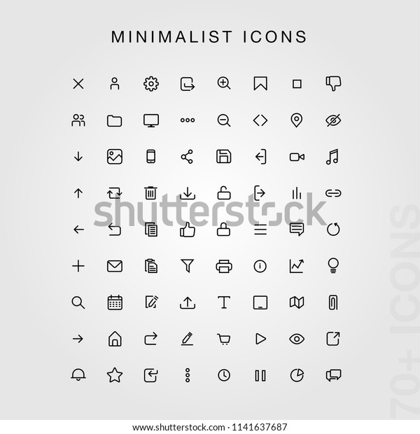 70 Minimal Ui Icon Set Black Stock Vector (Royalty Free) 1141637687