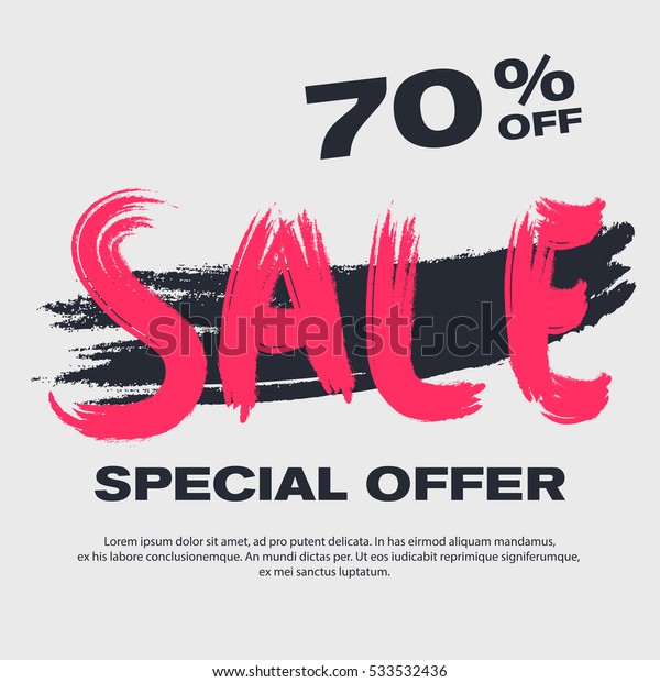 70% off vector sale banner. Grunge discount poster, eps10.
