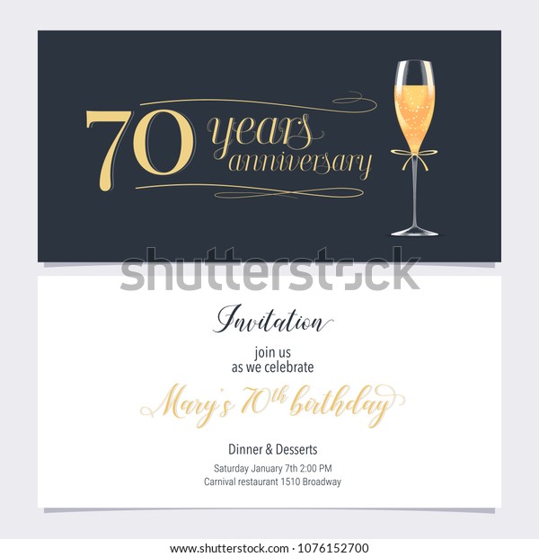 70 Years Anniversary Invitation Vector Illustration Stock Vector ...