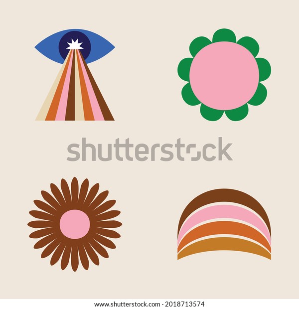 70s Retro Collection Set Logos Icons Stock Vector (Royalty Free ...