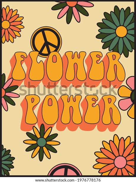 70s Retro Groovy Flower Power Slogan Stock Vector Royalty Free