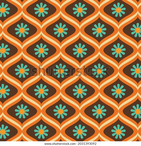 70s Retro Seamless Pattern 60s 70s Stock Vector (Royalty Free ...