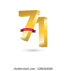 71 Year Anniversary Vector Template Design: เวกเตอร์สต็อก (ปลอดค่า ...
