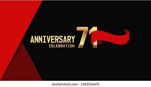 71 Years Anniversary Simple Design Golden Stock Vector (Royalty Free ...