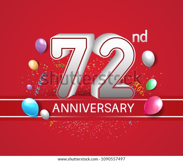 72nd Anniversary Design Red Background Balloons Stock Vector (Royalty ...