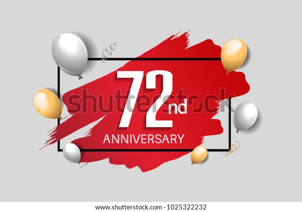 72nd Anniversary Design Red Brush Balloons Stock Vector (Royalty Free ...
